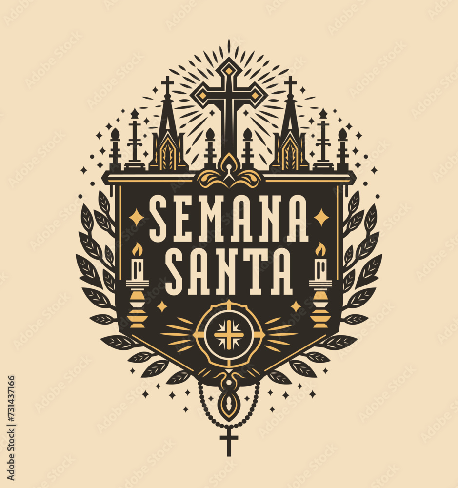 Semana Santa, Holy Week spanish text vector church design, Latin ...