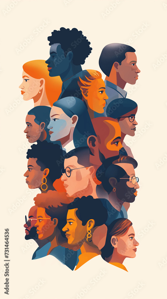 inclusive clip art illustration showing a group of diverse people or ...