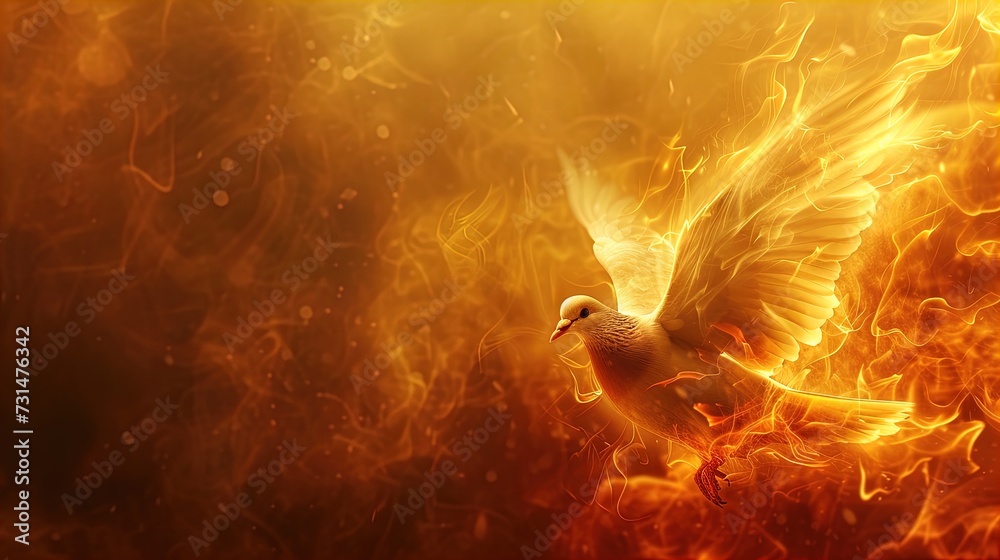 Embrace Divine Fire! Winged Dove in Flames Symbolizes the Holy Spirit ...