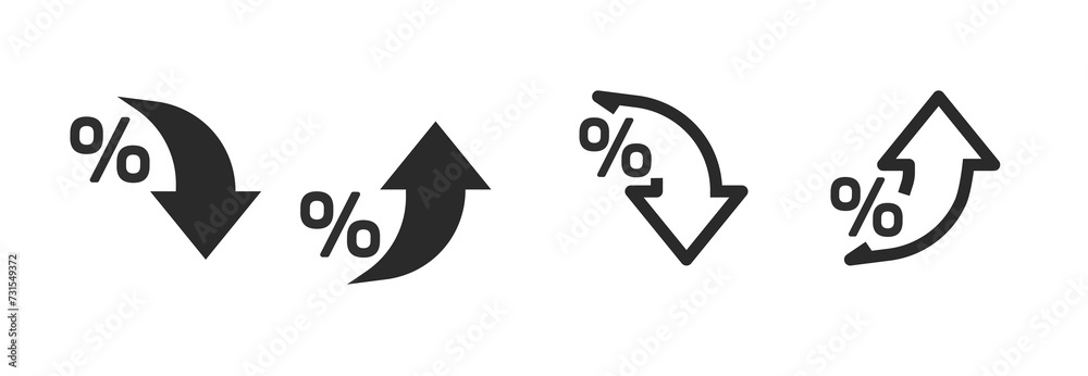 Increase percentage arrow up icon, decrease down price cost percent ...