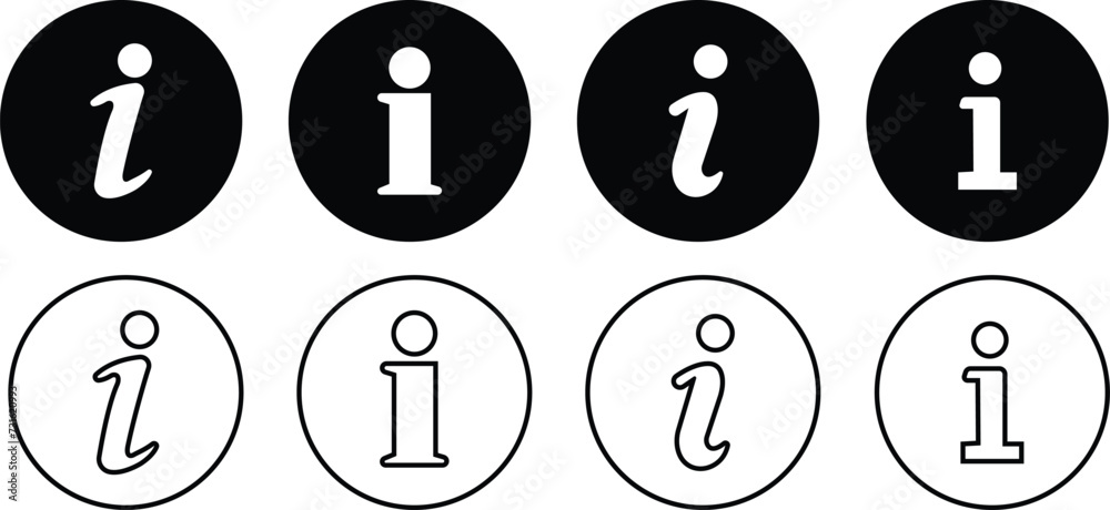 Info icons set. Information black circle vector flat or line collection ...