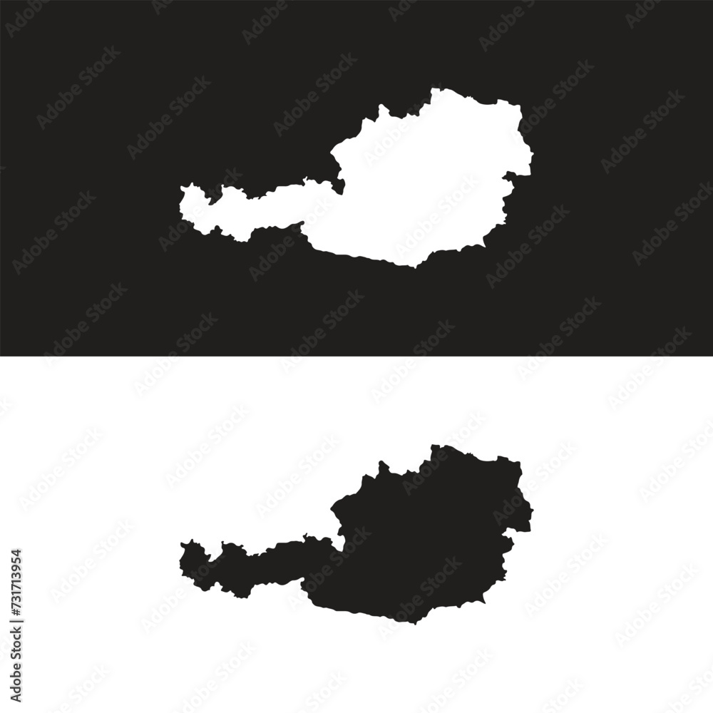 Simple (only sharp corners) map of Austria vector drawing. Mercator ...