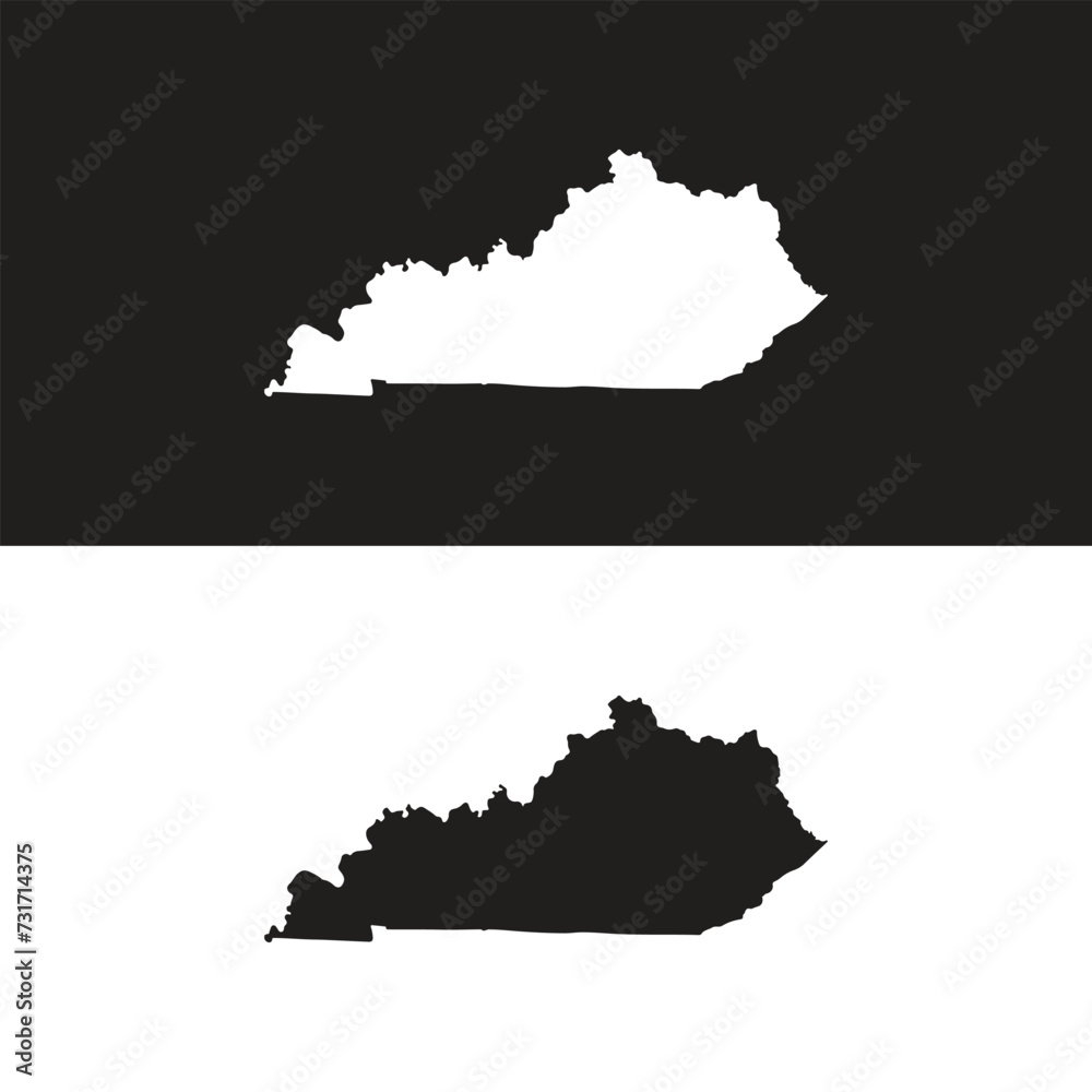 Vector de Stock White Outline Counties Map of US State of Kentucky The ...