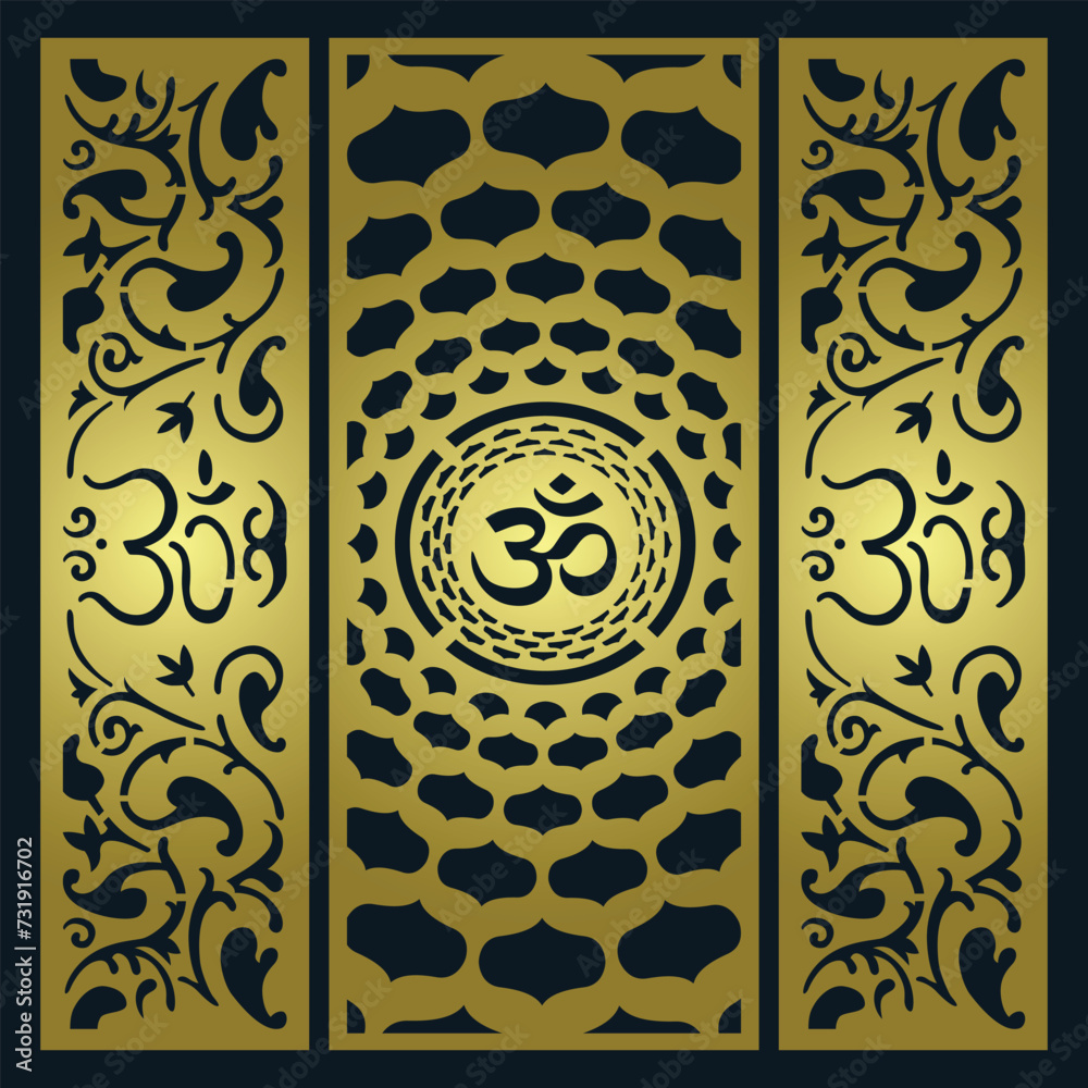 Om Jali design, Om cnc cut jali, corian jali for Temple Mandir door ...