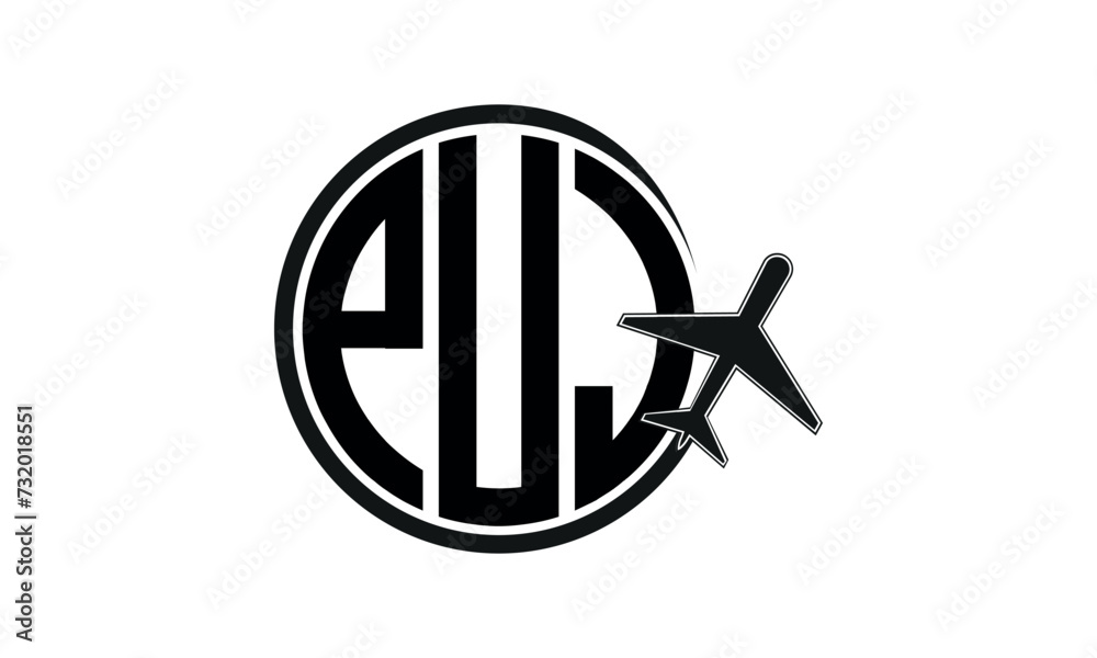 PUJ three initial letter circle tour & travel agency logo design vector ...