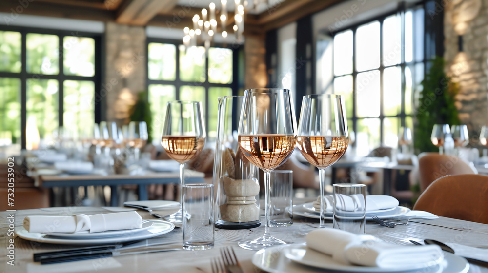 Luxury restaurant dinner table setting, showcasing elegance and ...