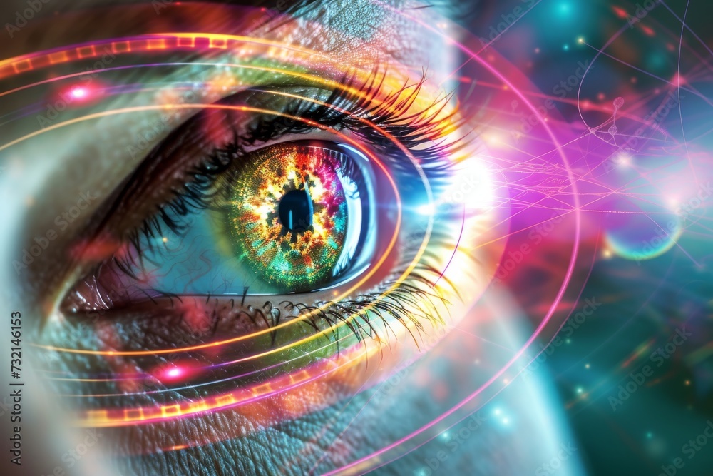 Ilustración de Stock Human Cyborg AI Eye Mast cell stabilizer eye drop ...