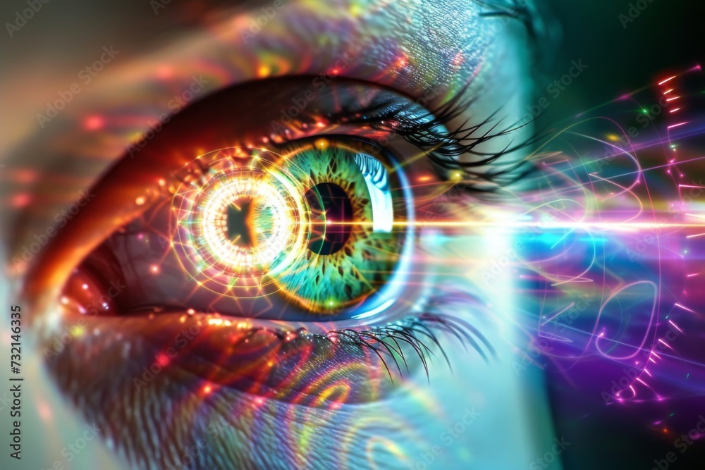 Human Cyborg AI Eye blepharitis. Eye upper eyelid blepharoplasty optic ...