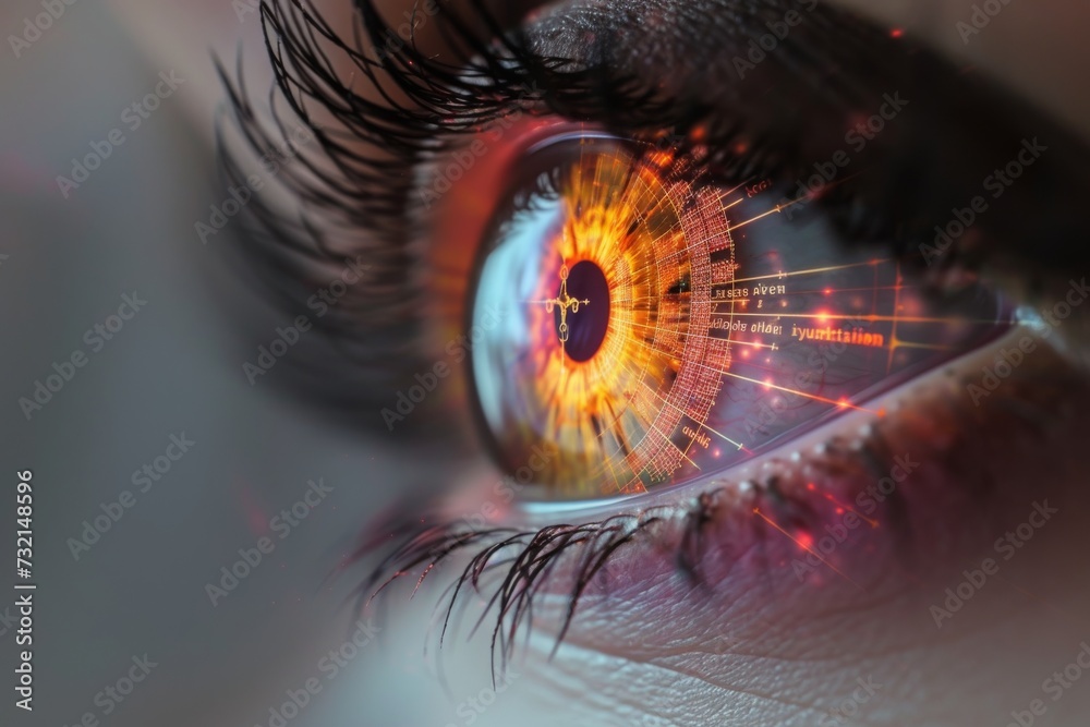 Human Cyborg AI Eye visual acuity chart. Eye color vision deficiency ...