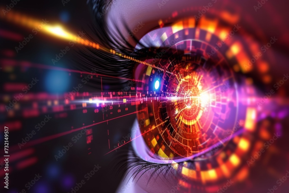 Human Cyborg AI Eye visionary impact. Eye eye pigmentation optic nerve ...