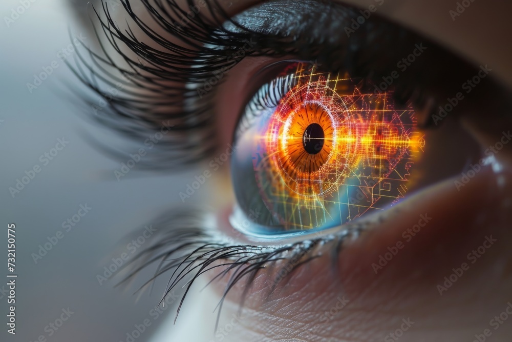 Human Cyborg AI Eye texture. Eye color vision deficiency gene variants ...