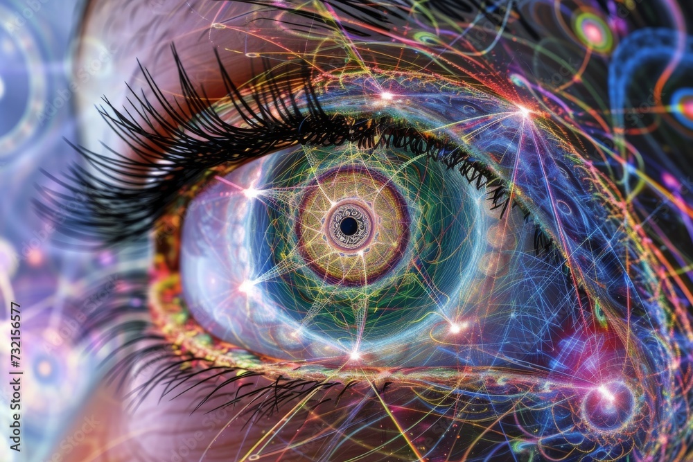 Human Cyborg AI Eye dry eye. Eye nebula optic nerve lens optic disc ...