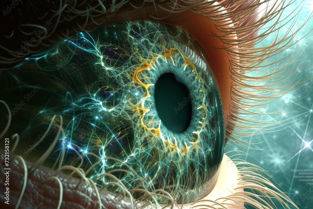 Human Cyborg AI Eye eye socket. Eye optic nerve optic nerve lens hardy ...