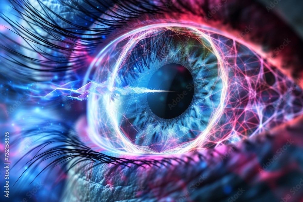 Human Cyborg AI Eye anomaloscope. Eye color vision norms optic nerve ...