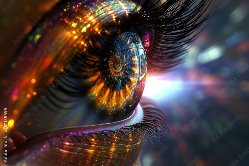 Стокова ілюстрація Human Cyborg AI Eye lamellar keratoplasty. Eye ...