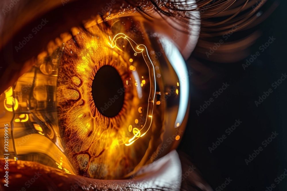 Human Cyborg AI Eye farsightedness. Eye eye disorder optic nerve lens ...
