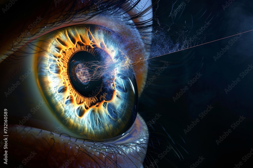 Стокова ілюстрація Human Cyborg AI Eye ocular dominance. Eye iris ...