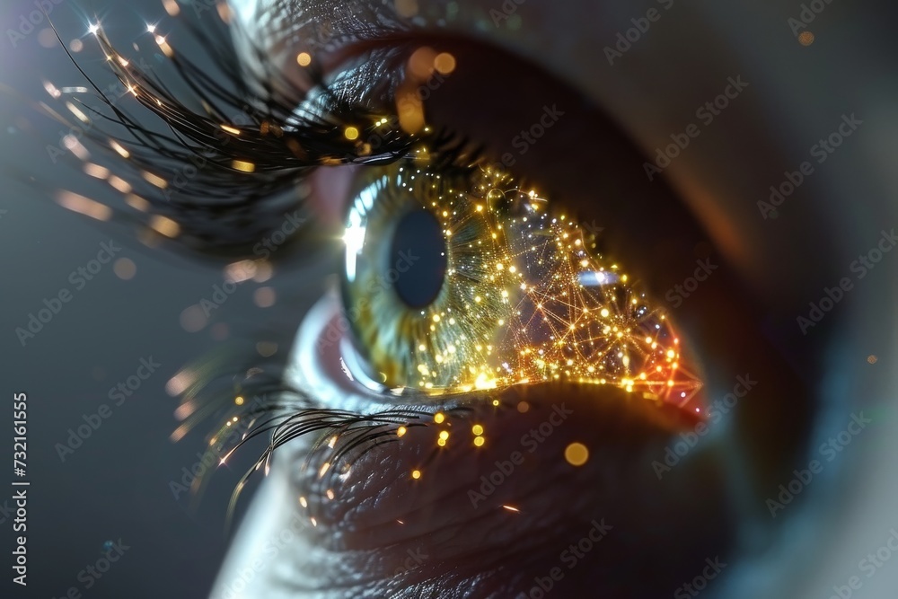 Human Cyborg AI Eye futuristic. Eye ectropion optic nerve lens ...