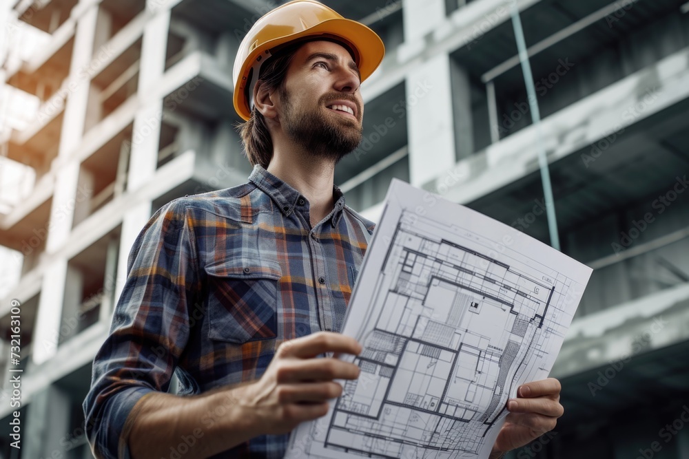 Stockfoto Construction, planning, development: a building concept for ...