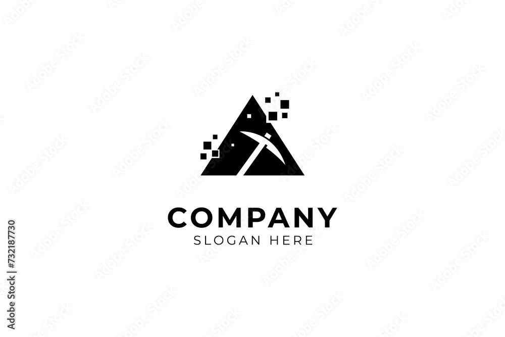 Vintage Pickaxe Logo Vector Design Illustration, Mining Concept with ...