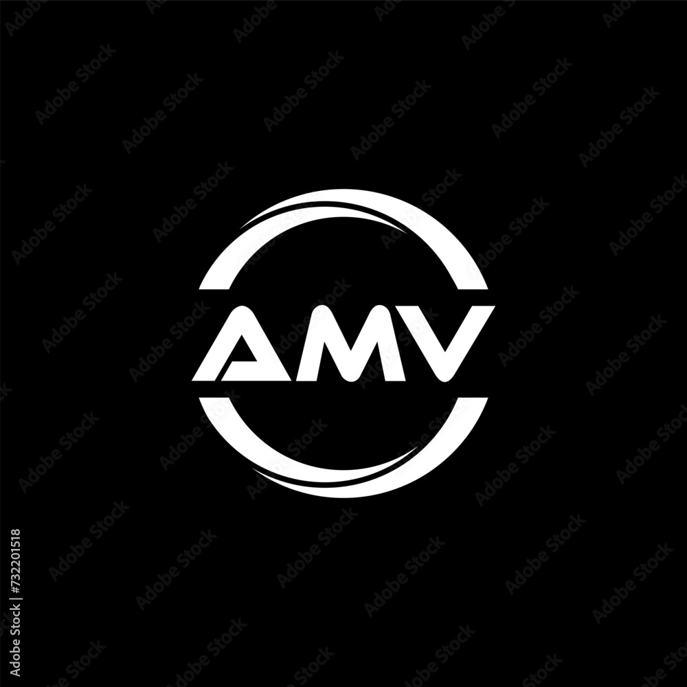 AMV letter logo design with black background in illustrator, cube logo ...