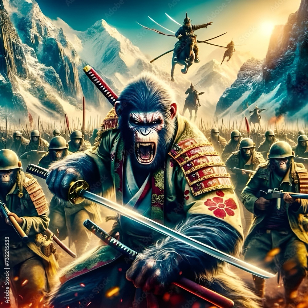 Photo Stock fantasy warrior with sword.Kasuga Matsuri - Monkey Festival ...