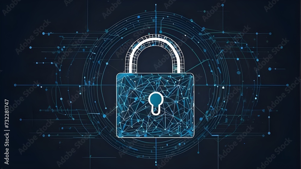 Secure Cyber World, Blue Background Illustrating Protection, Digital ...