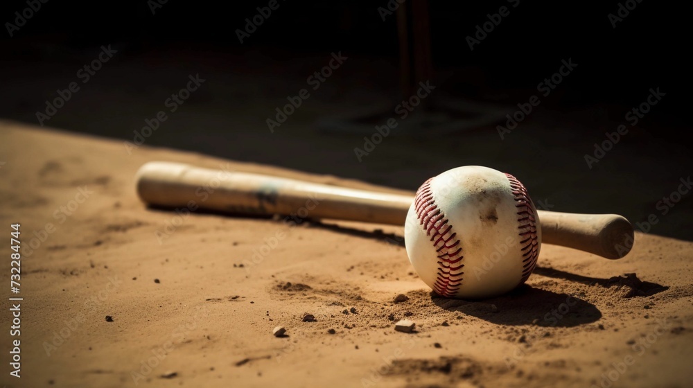 AI-generated illustration of a baseball bat and ball lying on the ...