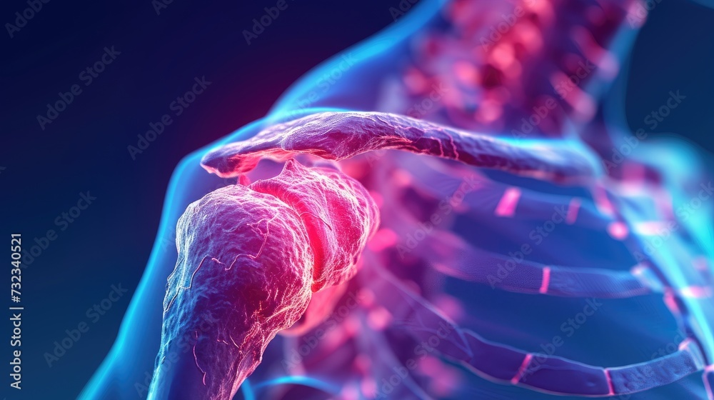 Illustration Stock Frozen Shoulder Anatomy, detailed visualization of a ...