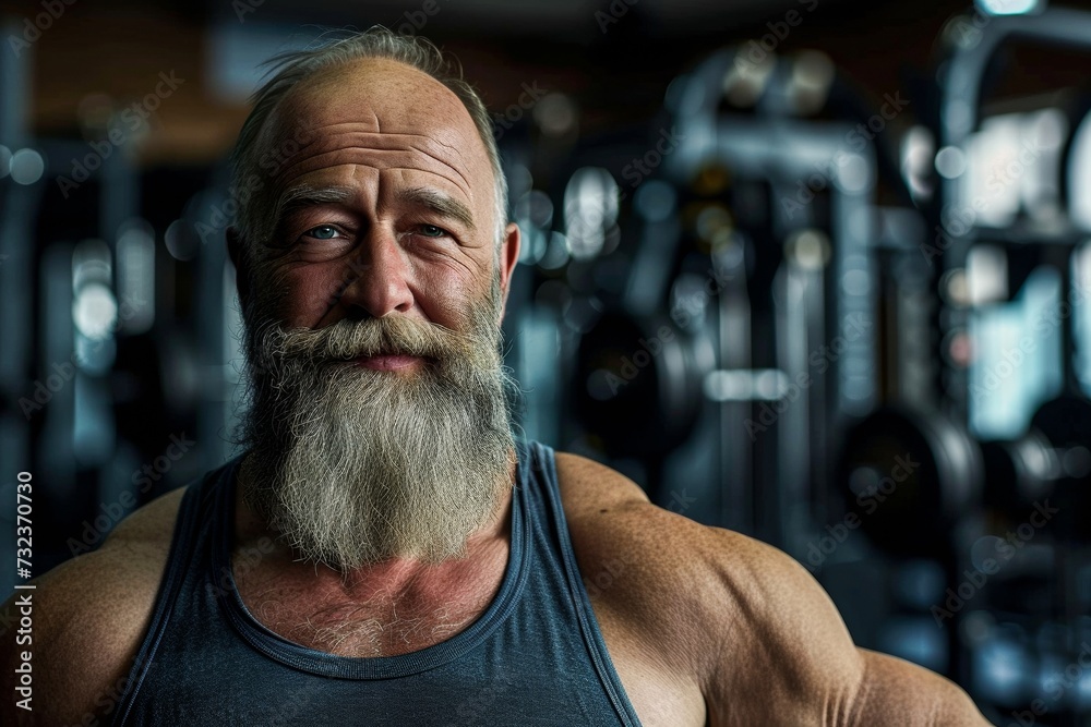 A rugged and powerful man with a thick beard, showcasing his physical ...