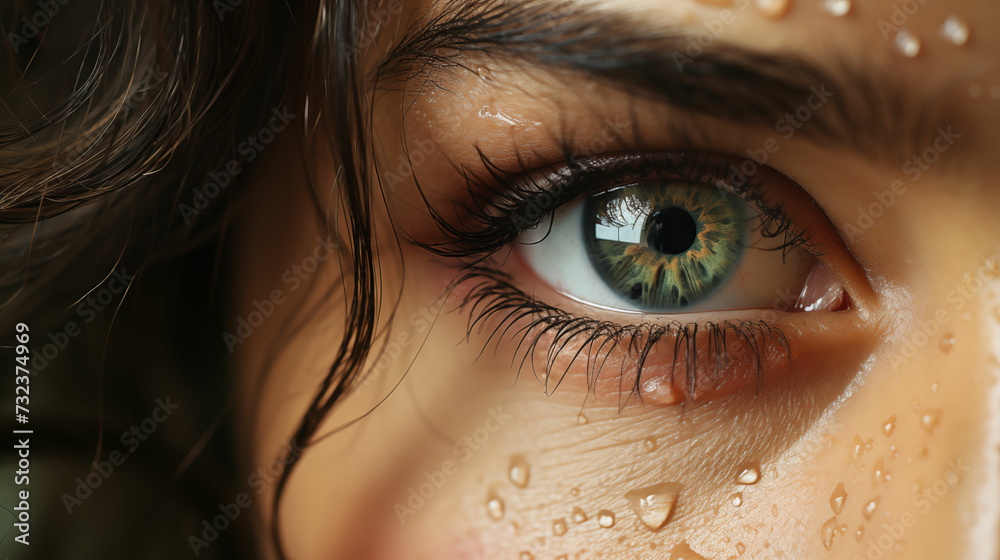 Detail photo of a persons eye, accentuated by their long and beautiful ...