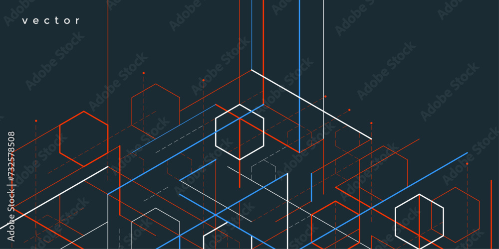 Technical drawing background . Geometric lines and squares. Technology ...