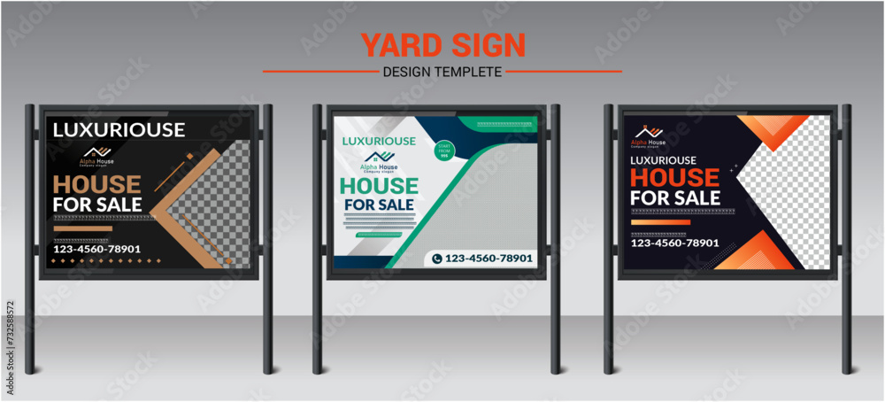 Modern yard sign or signage design template for outdoor home sale. easy ...