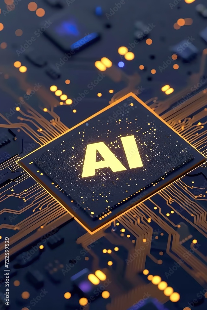 Artificial intelligence microchip. Microprocessor with AI technology Stock Photo | Adobe Stock
