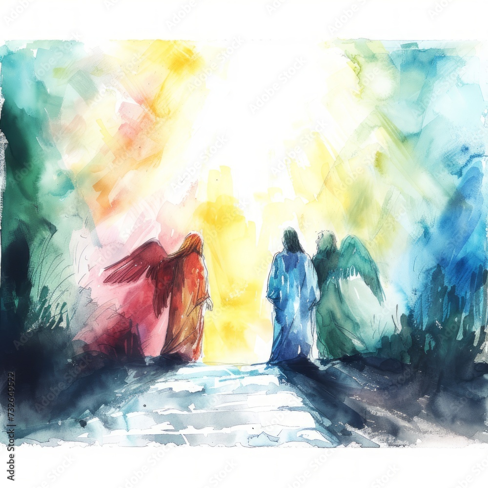Illustration Stock Angels announcing to women the resurrection of Jesus ...