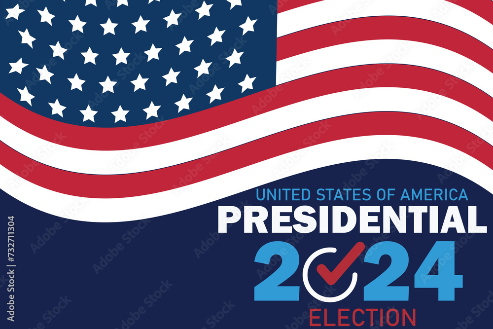 US Election 2024 campaign with USA flag. 2024 presidential election ...
