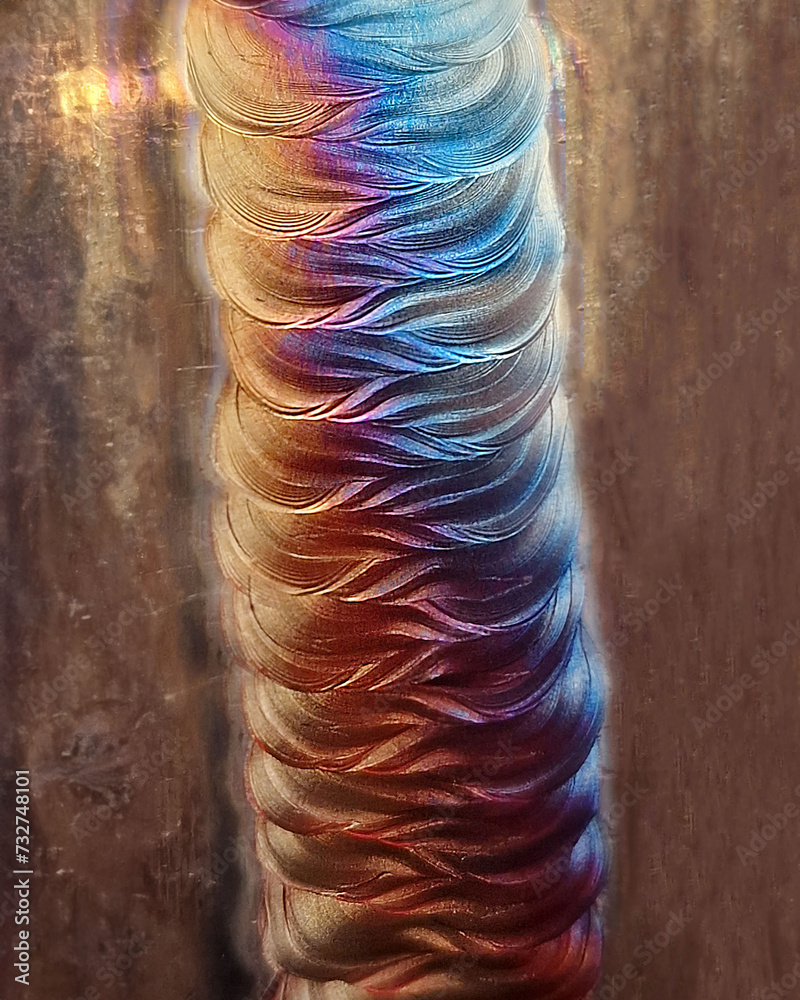 Welding tig of stainless steel with argon arc. Colorful welding seam ...