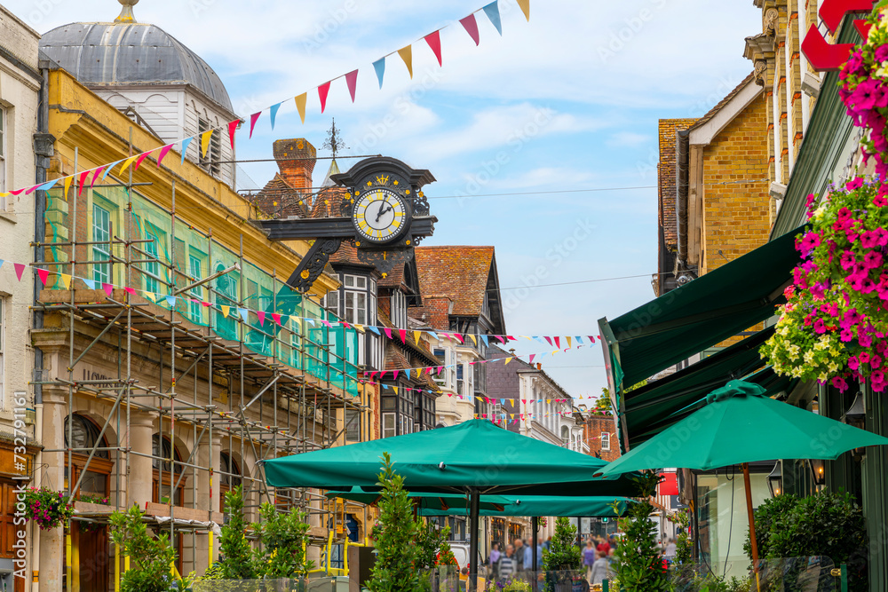 Стоковое фото «Picturesque half timber frame buildings and a historic ...