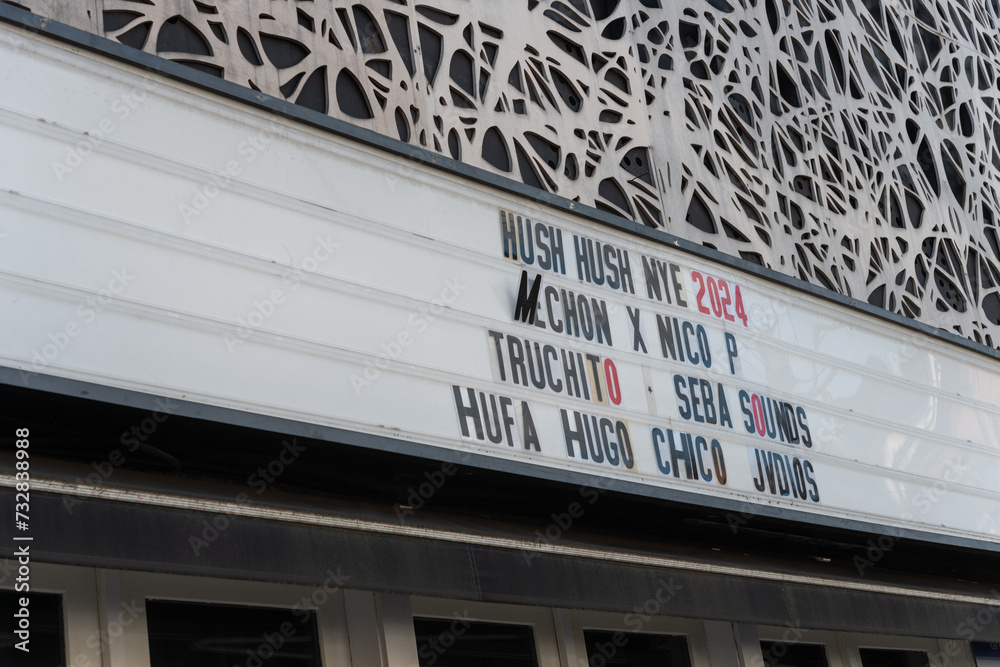 marquee or letter board sign for Hush Hush, a disco club, located at ...