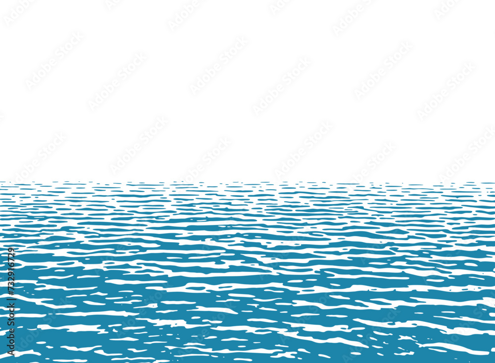 One-color blue water background with light ripples and horizon Stock ...