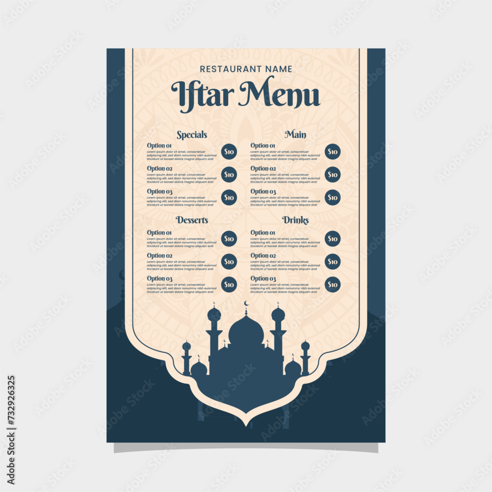 Iftar menu template islamic background design, good template for ...