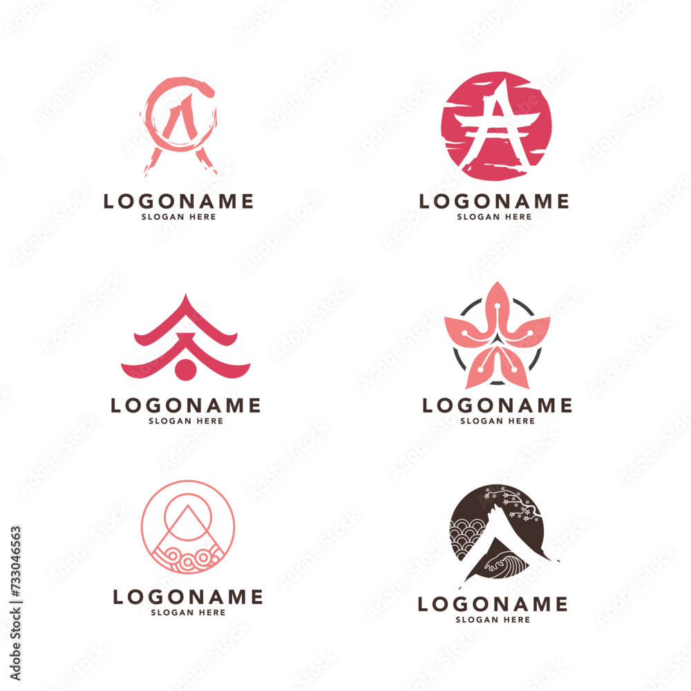 Japanese logo design set Stock Vector | Adobe Stock