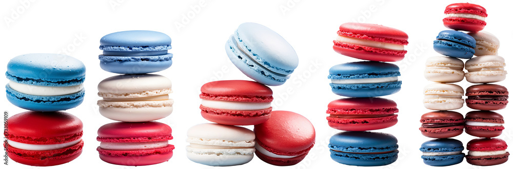 Set of Red white blue macaroons colourful cutout on transparent ...