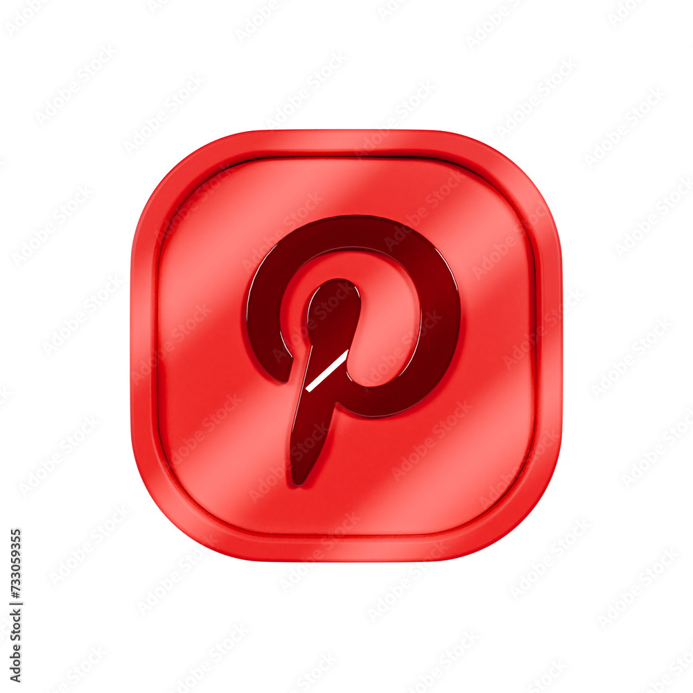 Pinterest Social media icon 3d PNG with transparent background Stock ...