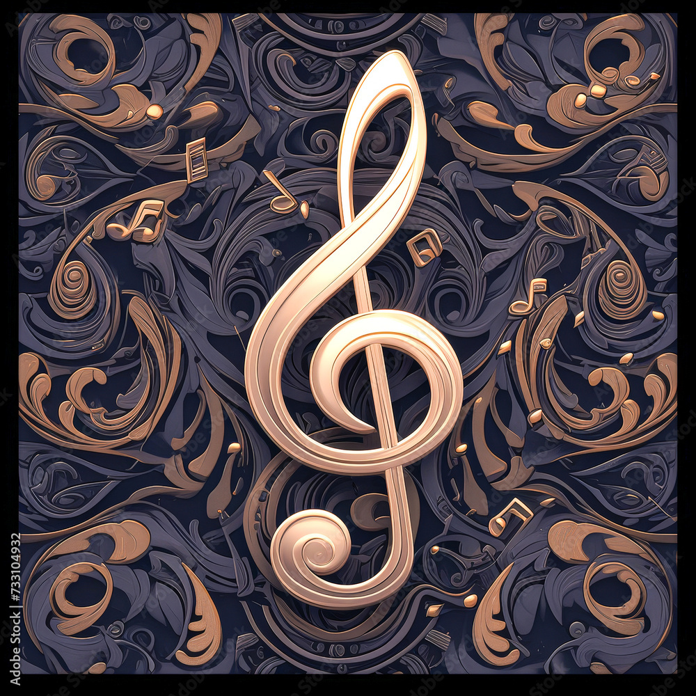 gold music clef note as background on a seamless tile, ai generated ...