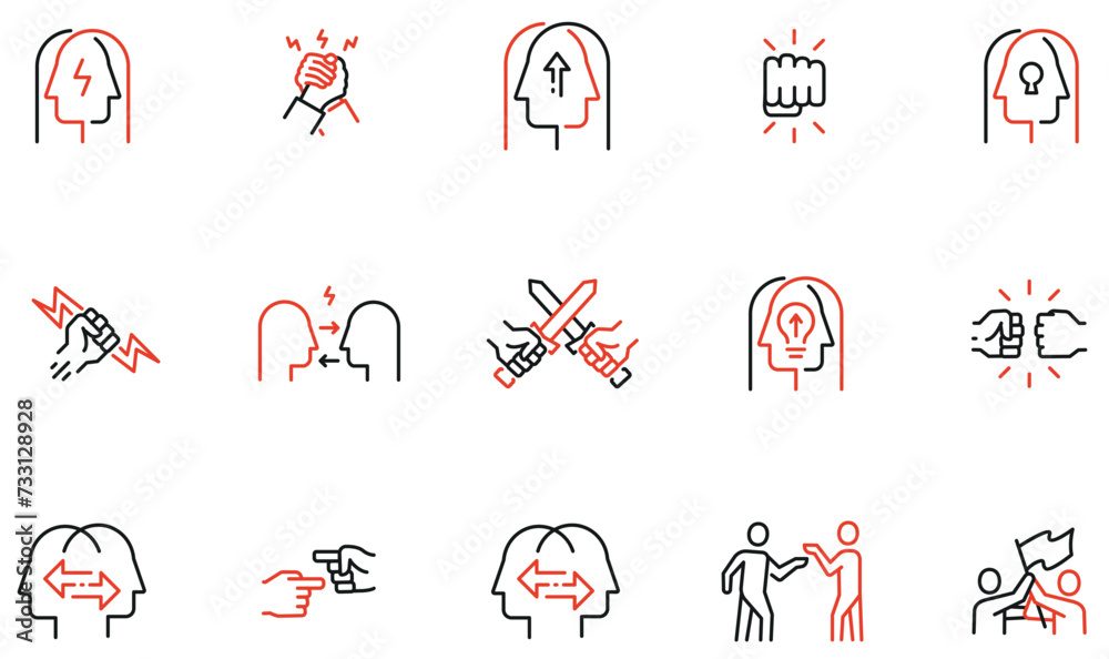Vector Set of Linear Icons Related to Conflict and Disagreement ...