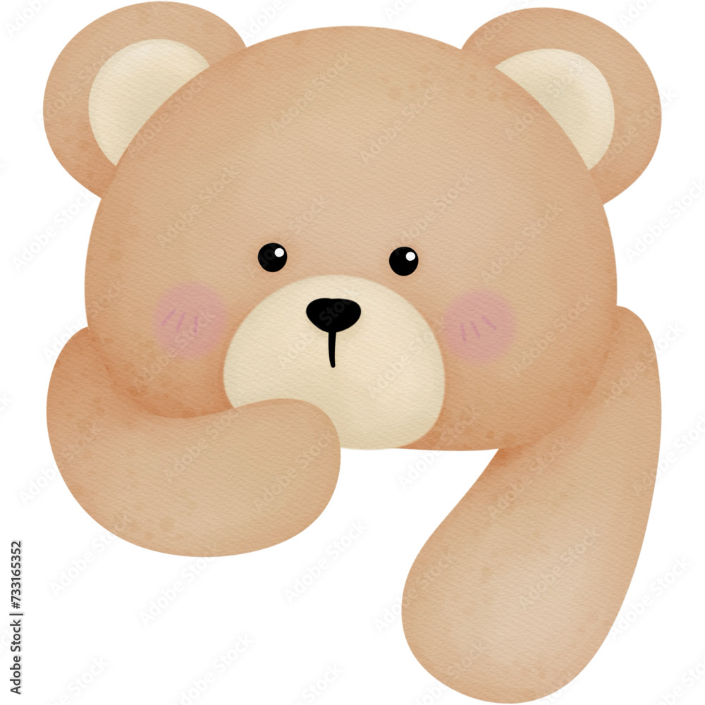 Cute teddy bear on transparent background, Brown Bear, watercolor, cute ...