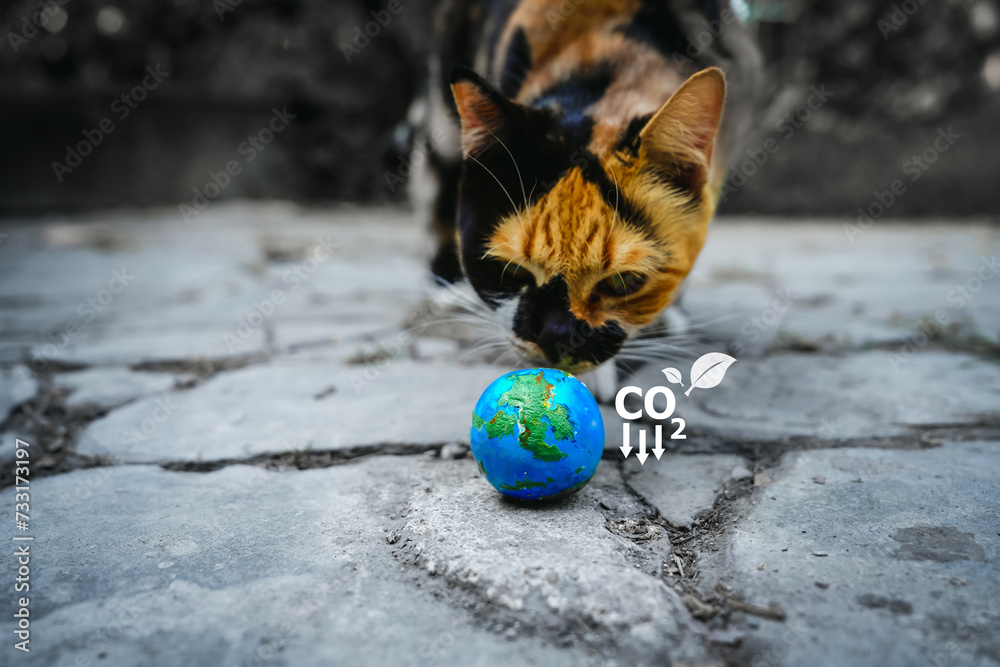 world globe concept of greenhouse gas emissions targets net zero and ...