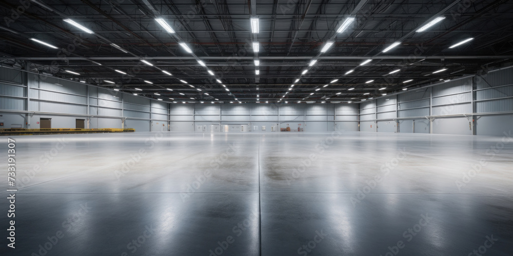 Empty floor, interior of industrial, commercial building. Construction ...