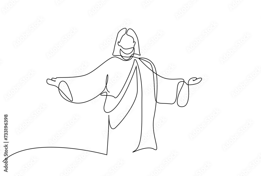 jesus god christian religion prayer person one line art design Stock ...